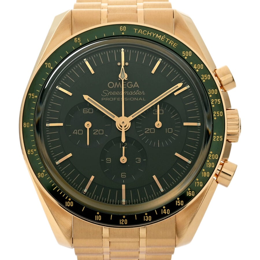 omega speedmaster green 31060425010001 Fullset - Bonanno Jewelry