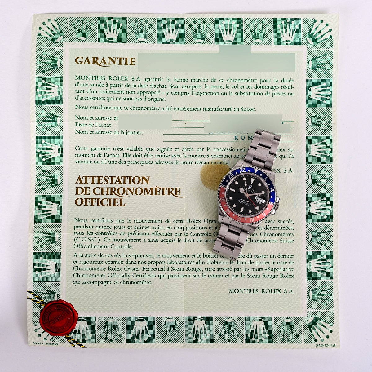 Rolex GMT-Master II Pepsi Fat Lady 16760 with papers - Gioielleria Bonanno